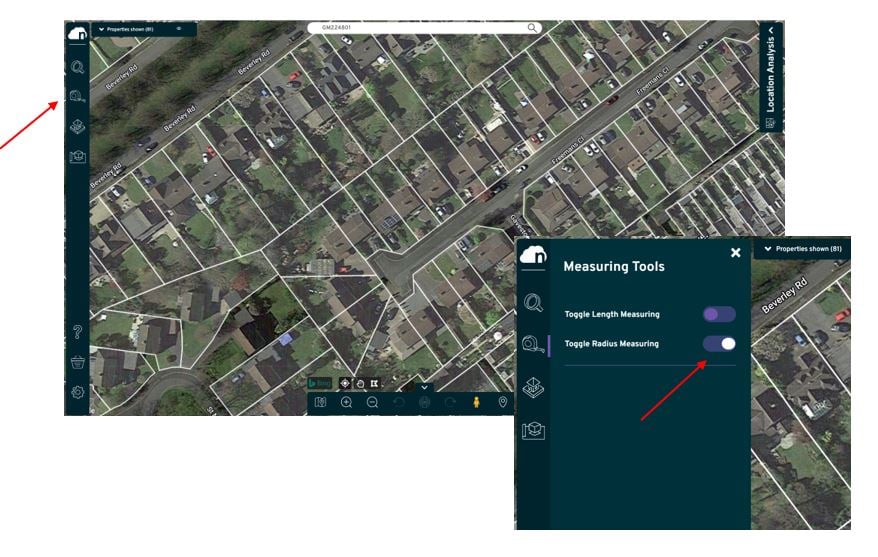 How do I use the radius measuring tool?