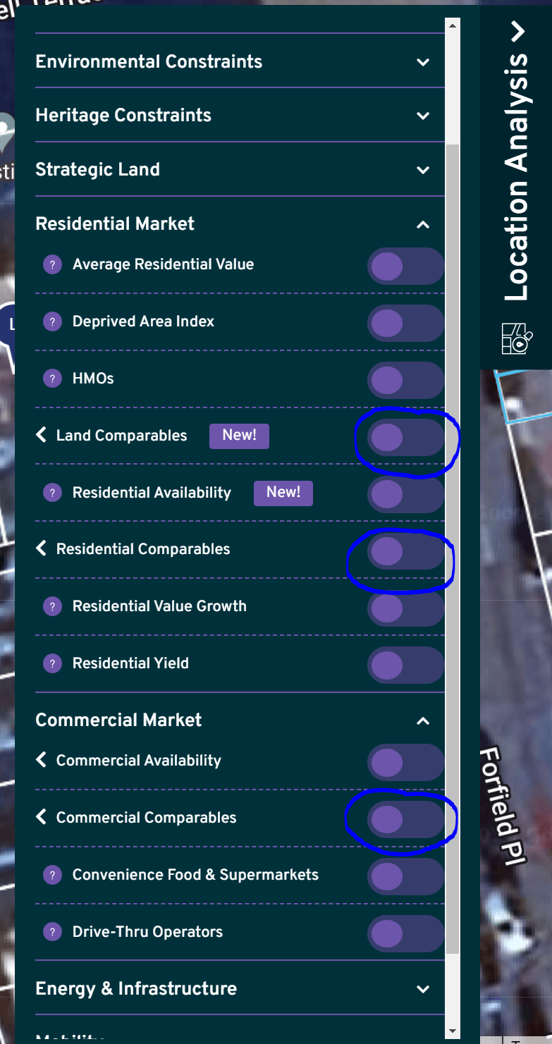 How do I perform a sales comparables search?