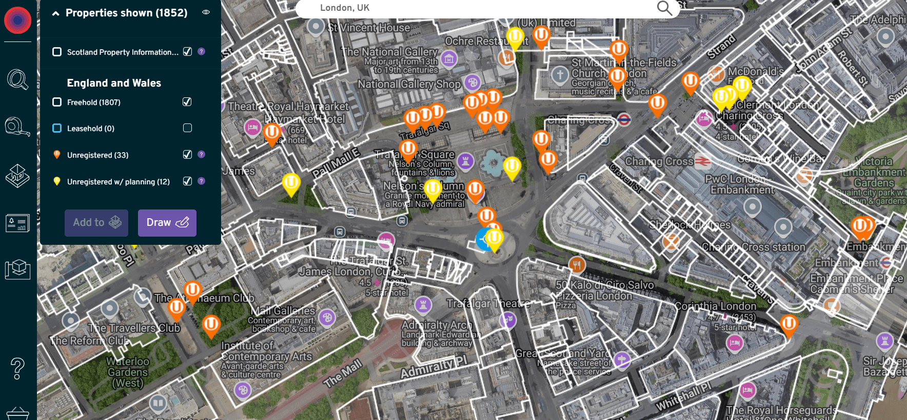 How do I find the owners of unregistered properties in Nimbus Maps?